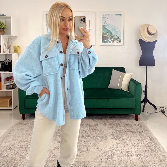 Jackets & Coats | So Baby Blue Soft Shacket | Poshmark